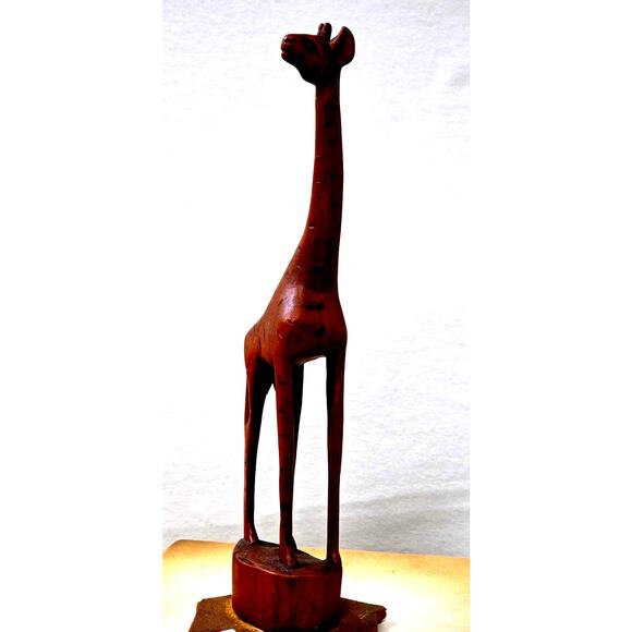 Handmade | Accents | Vtg Wooden Giraffe Statue 2 Hand Carved Figurine ...